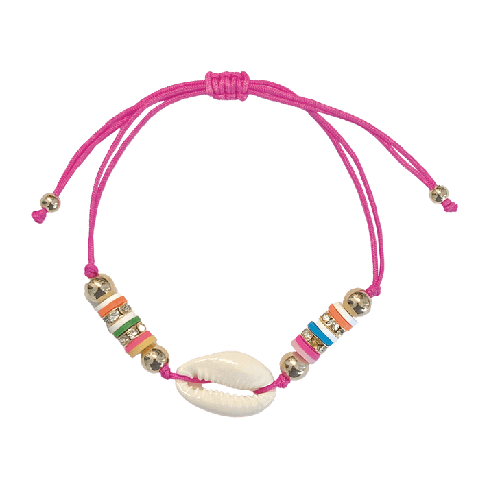 clay disc & cowrie shell pink corded bracelet – My Fun Colors