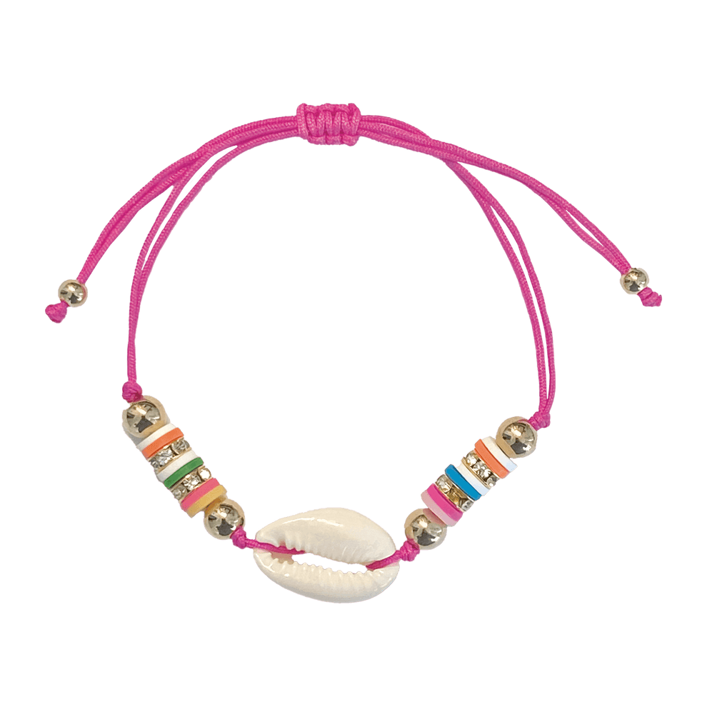 clay disc & cowrie shell pink corded bracelet – My Fun Colors